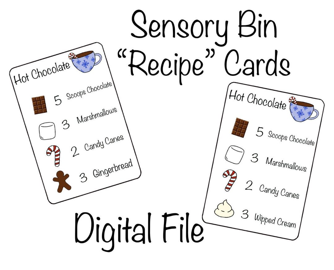 Hot Chocolate Sensory Bin Recipe Cards Digital File- Cards Only - Etsy