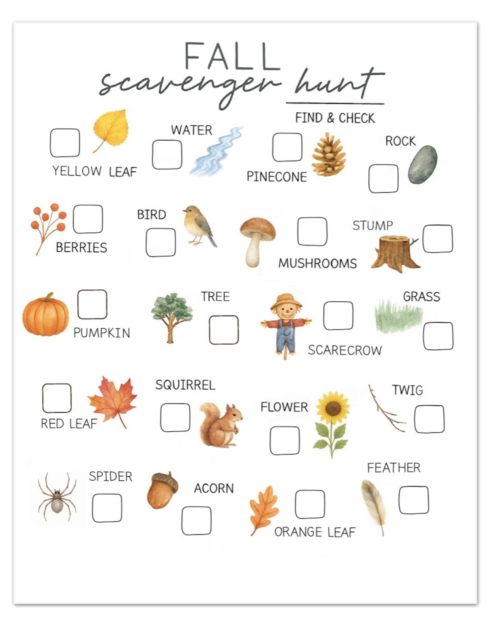 Fall Scavenger Hunt: Outdoor Activity for Toddlers & Kids (digital ...