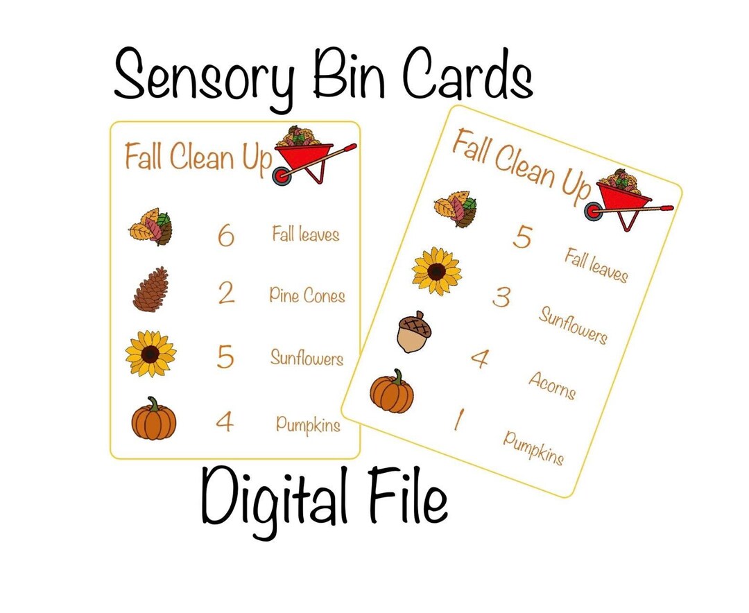 Digital File | Fall Clean up Sensory Bin Digital Download Cards Only ...