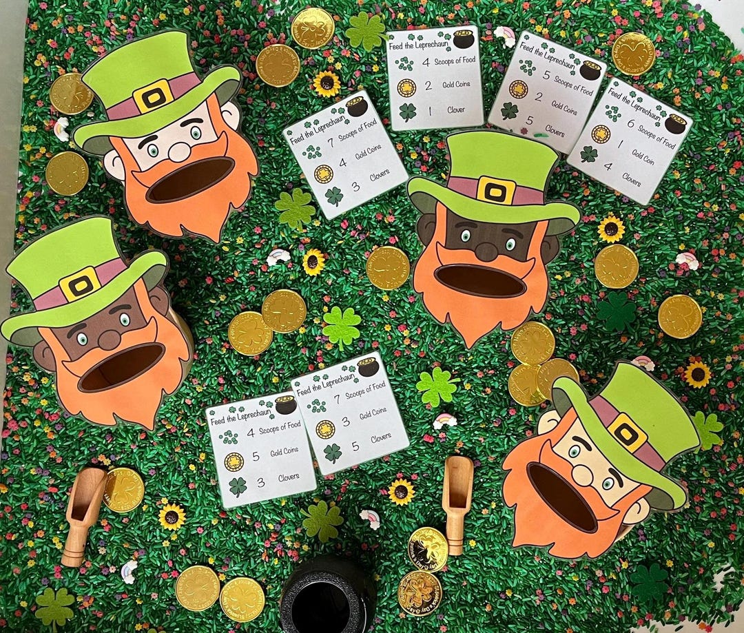 Feed the Leprechauns Sensory Bin Cards | St Patricks Day (digital File ...