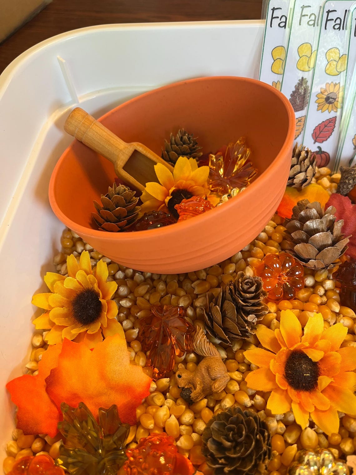 Fall Harvest Sensory Bin: Preschool Counting Game With Leaves ...
