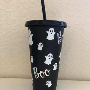 Sparkly Black Ghost Cold Cup Spooky Halloween Fall Iced - Etsy