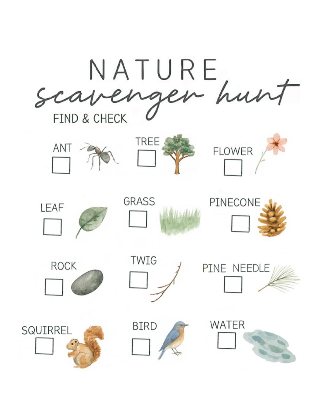 Nature Scavenger Hunt for Toddlers and Kids: Outdoor Activity (digital ...