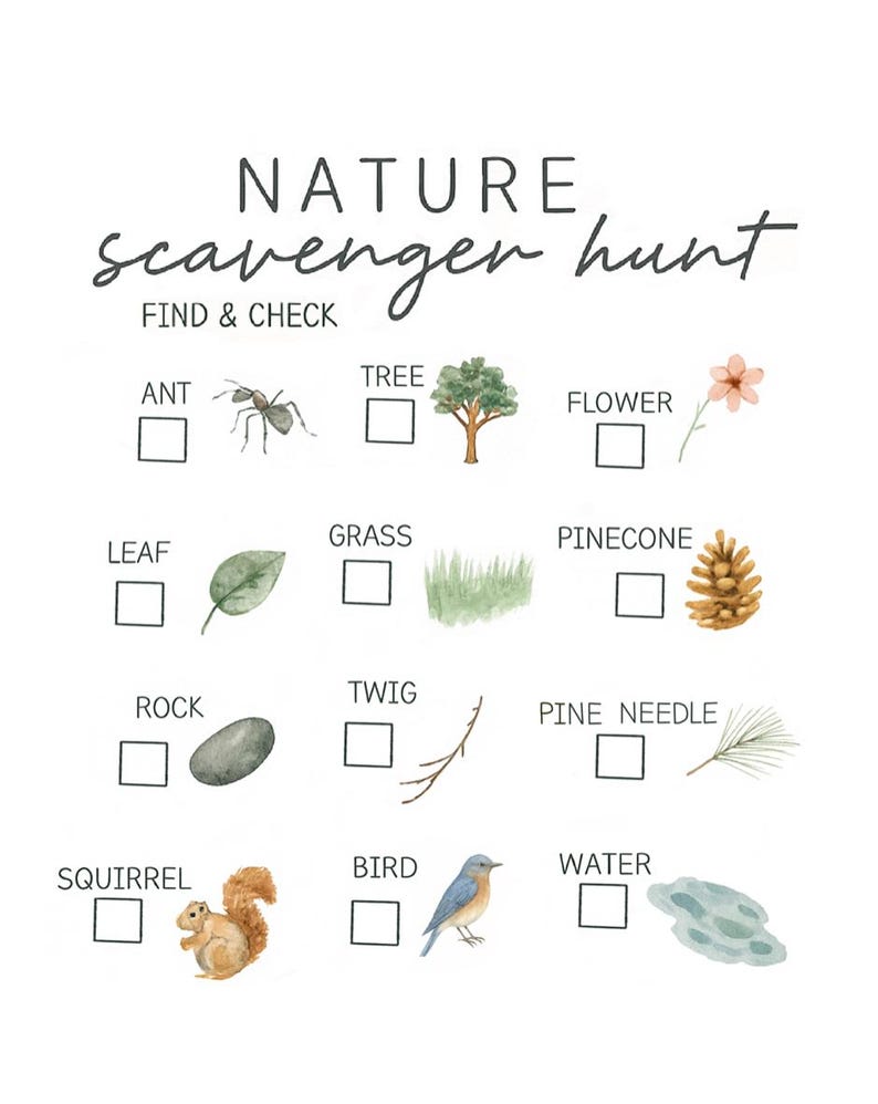 Nature Scavenger Hunt for Toddlers and Kids: Outdoor Activity (digital ...