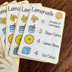 Card Only | Lemonade Sensory Bin Recipe Cards - Etsy
