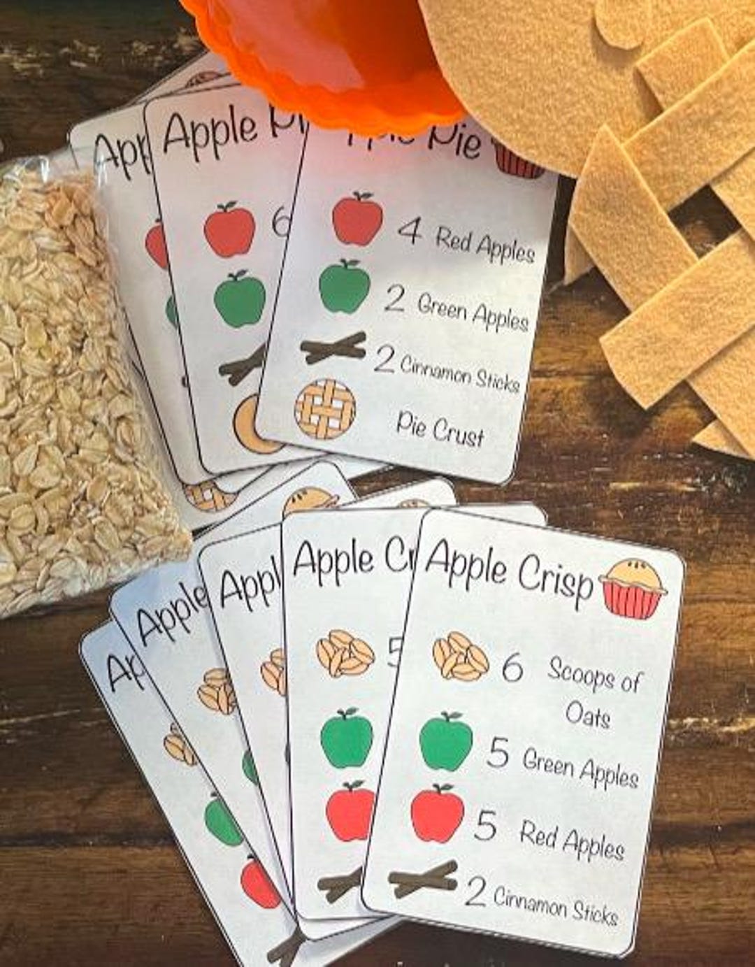 Card Only | Apple Pie Sensory Bin Recipe Cards - Etsy