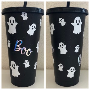 Sparkly Black Ghost Cold Cup Spooky Halloween Fall Iced - Etsy
