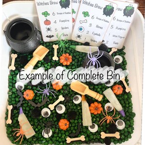 Witches Brew Sensory Bin Recipe Cards: Spooky Halloween Kids Activity ...