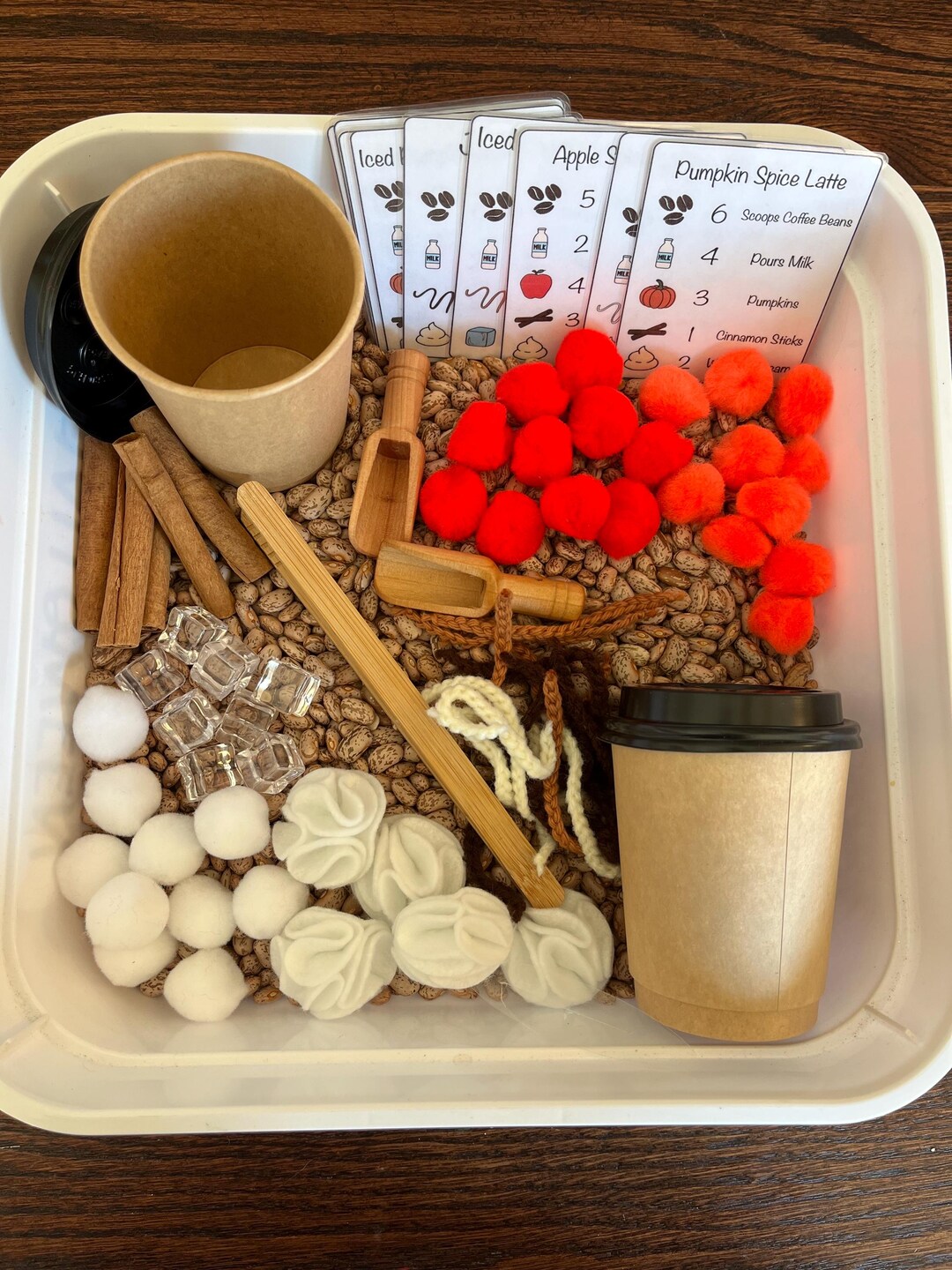 Coffee Drinks Sensory Bin : Winter Preschool Learning Game - Etsy
