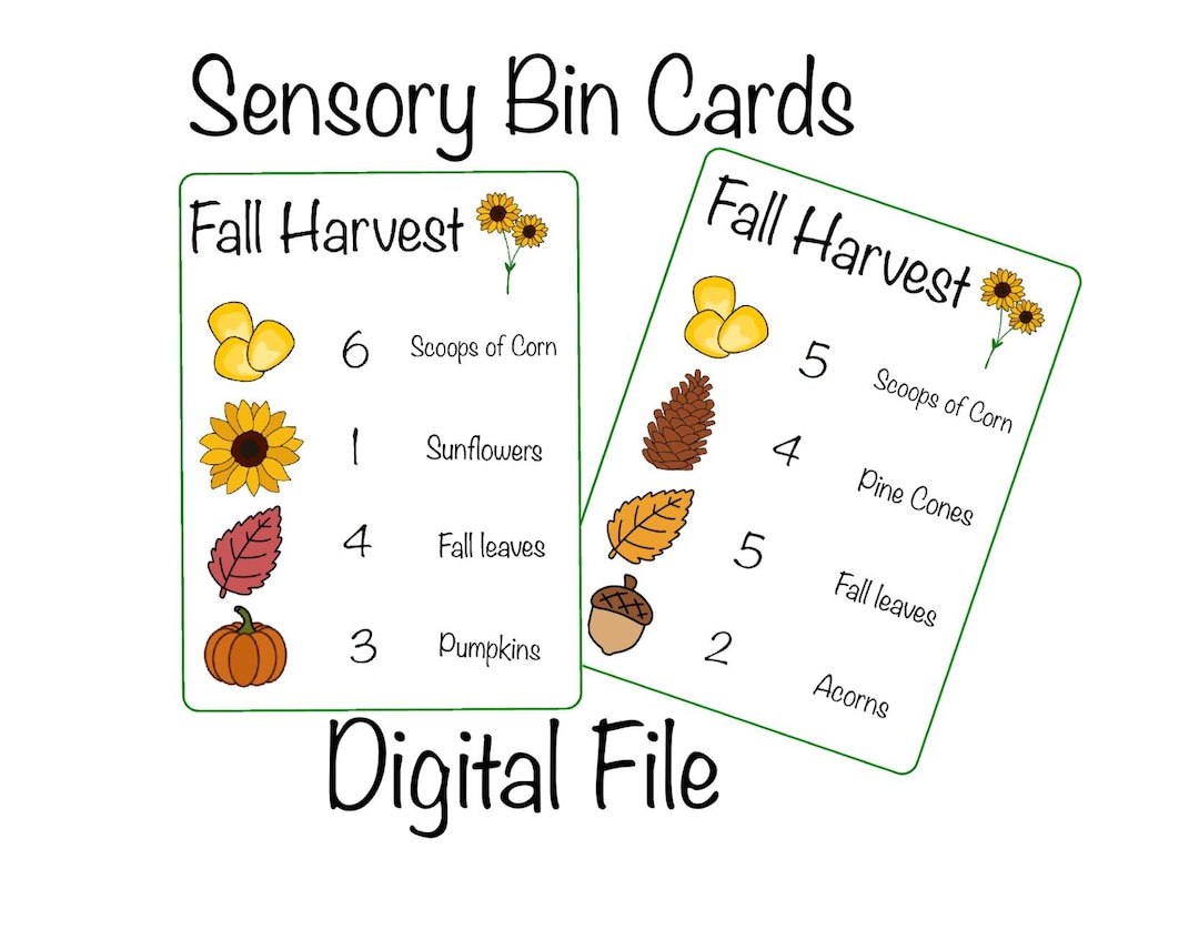 Digital File | Fall Harvest Sensory Bin Digital Download Cards Only - Etsy