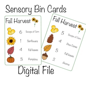 Digital File | Fall Harvest Sensory Bin Digital Download Cards Only - Etsy