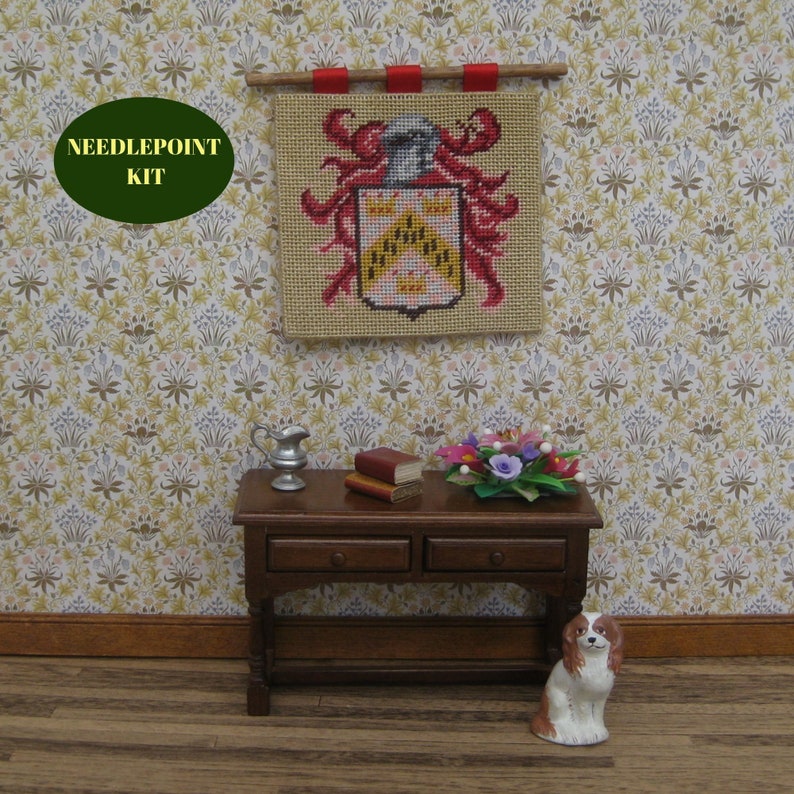 1:12 miniature wall hanging kit Petit point dollhouse tapestry | Etsy