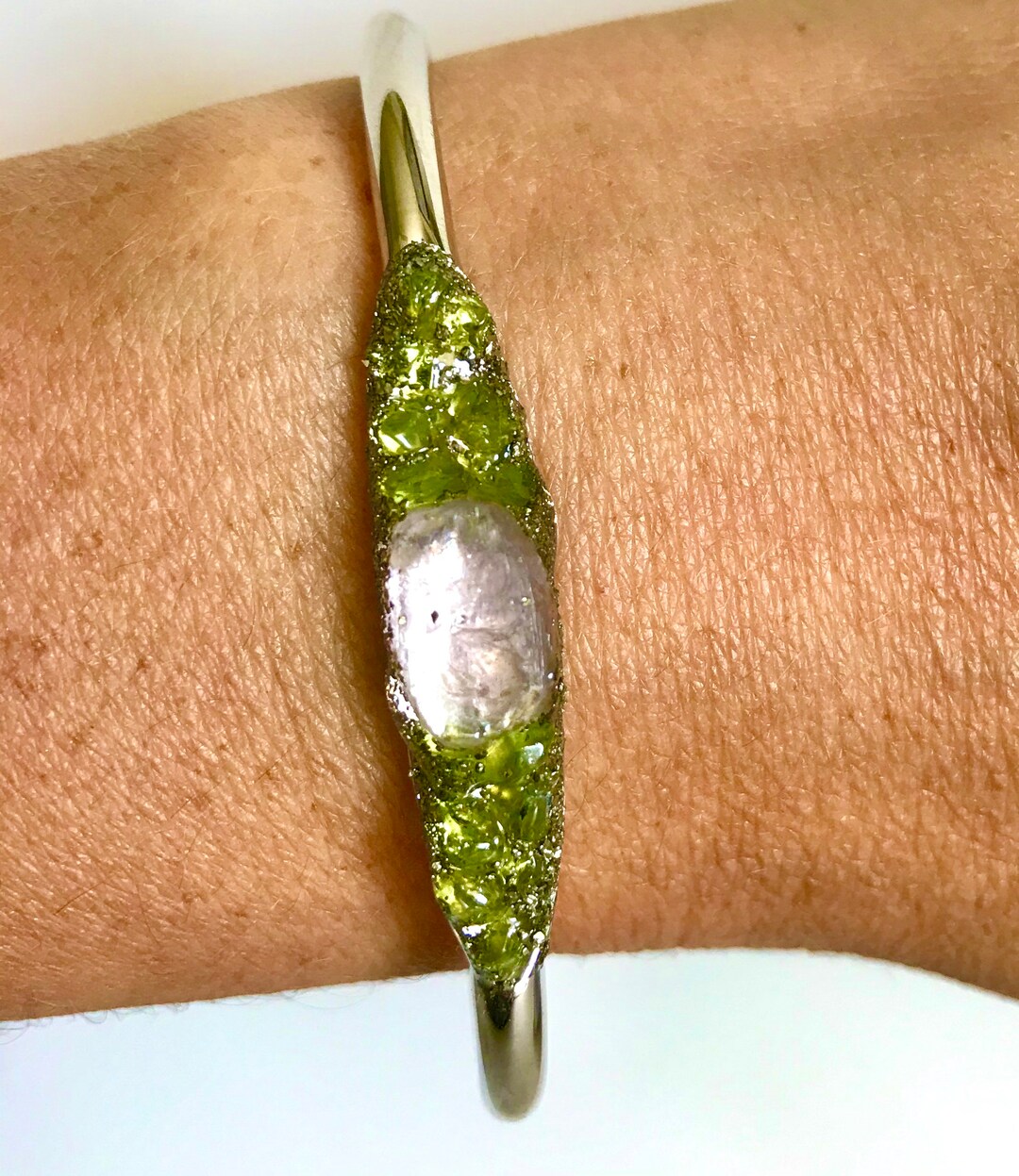 Silver Peridot Bracelet for Her, August Bracelet Gift for Friend, Raw ...