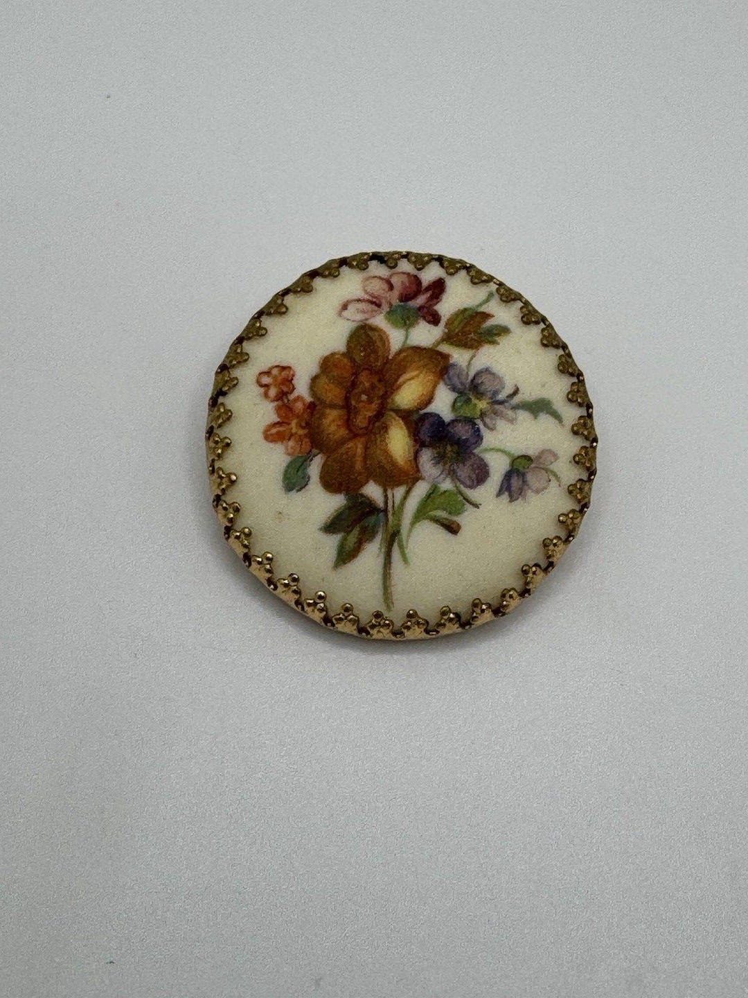 Vintage Sugar Covered Wildflowers Round Scarf Clip - Etsy