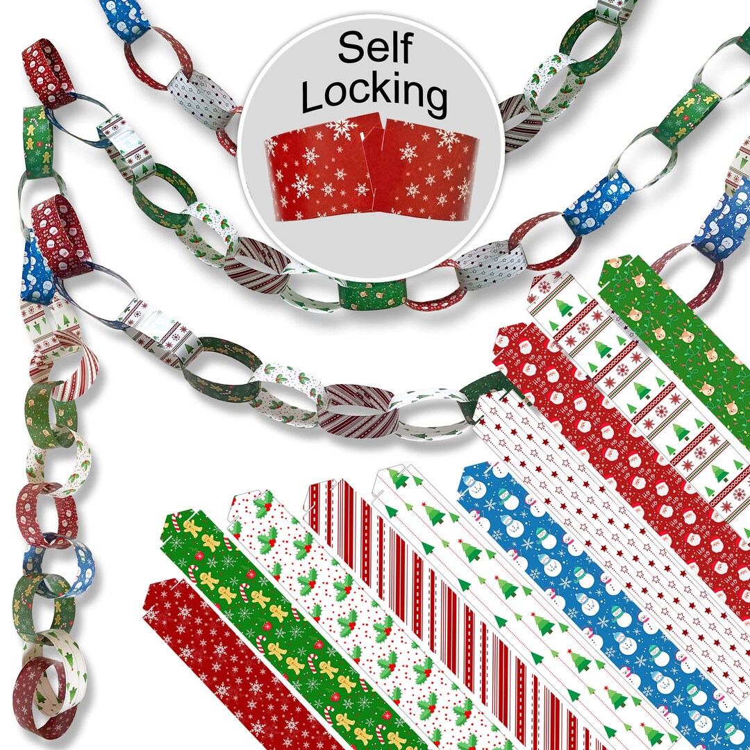 300 Paper Chain Strips for Crafting. No Glue or Tape Needed. Kid ...