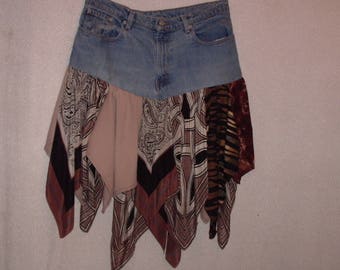 Recycled denim skirt | Etsy