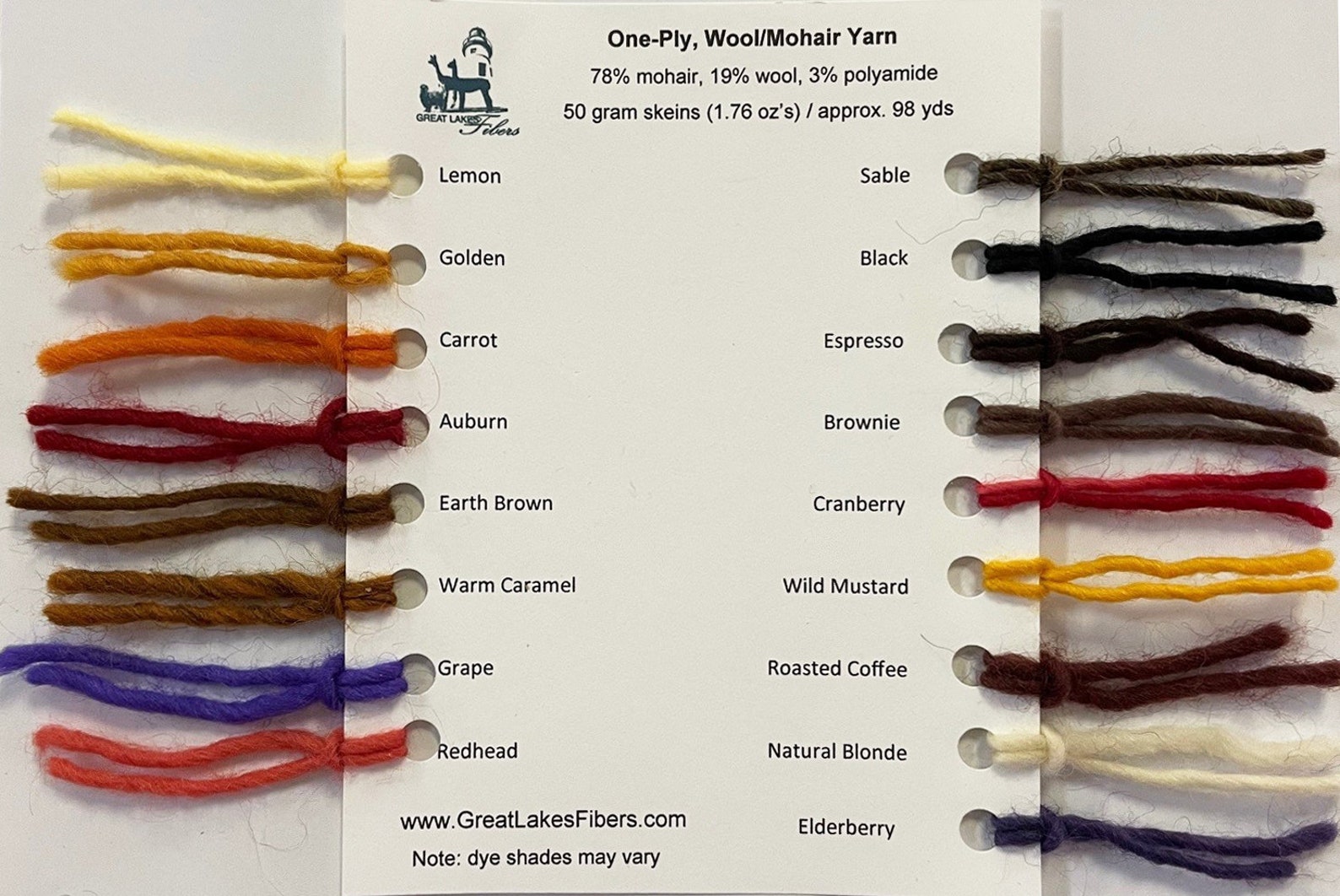 Swatch Card: One Ply Wool/mohair Yarn in Doll Hair Colors - Etsy