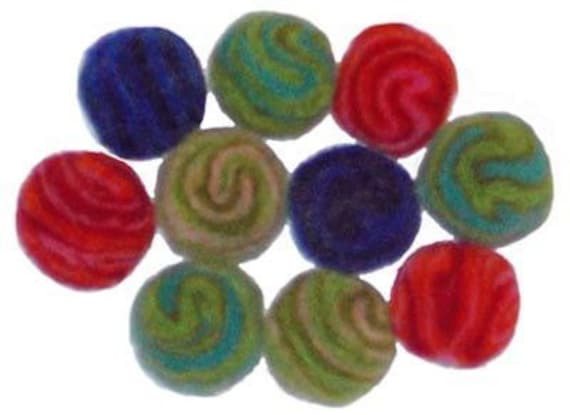 2.5cm Spiral Wool Felt Beads pack of 10 | Etsy