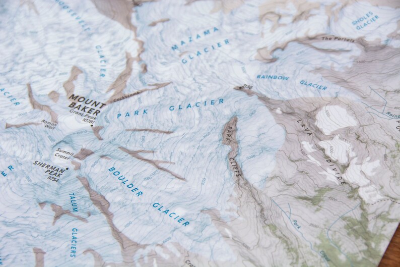 Mount Baker Topographic Map - Etsy