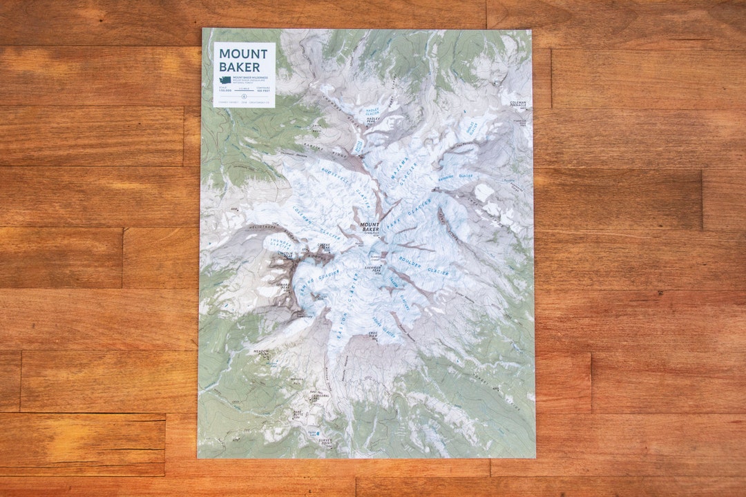 Mount Baker Topographic Map - Etsy