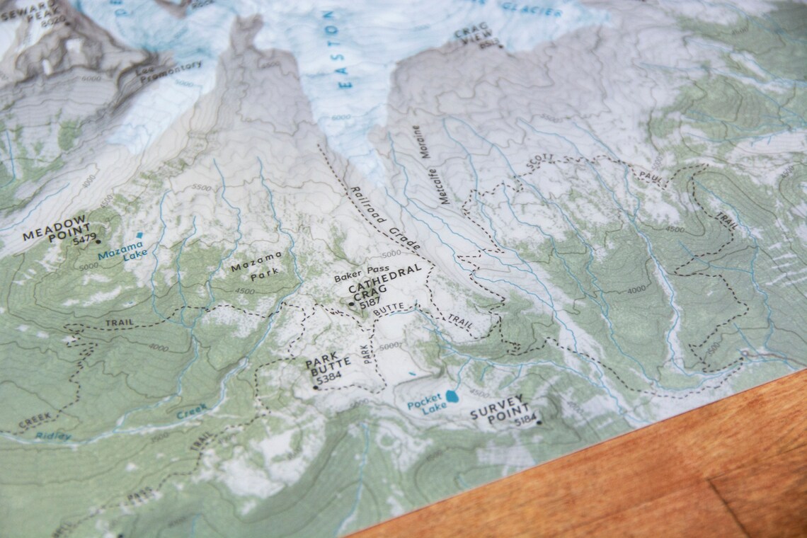 Mount Baker Topographic Map - Etsy