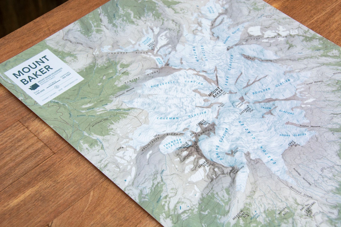 Mount Baker Topographic Map - Etsy
