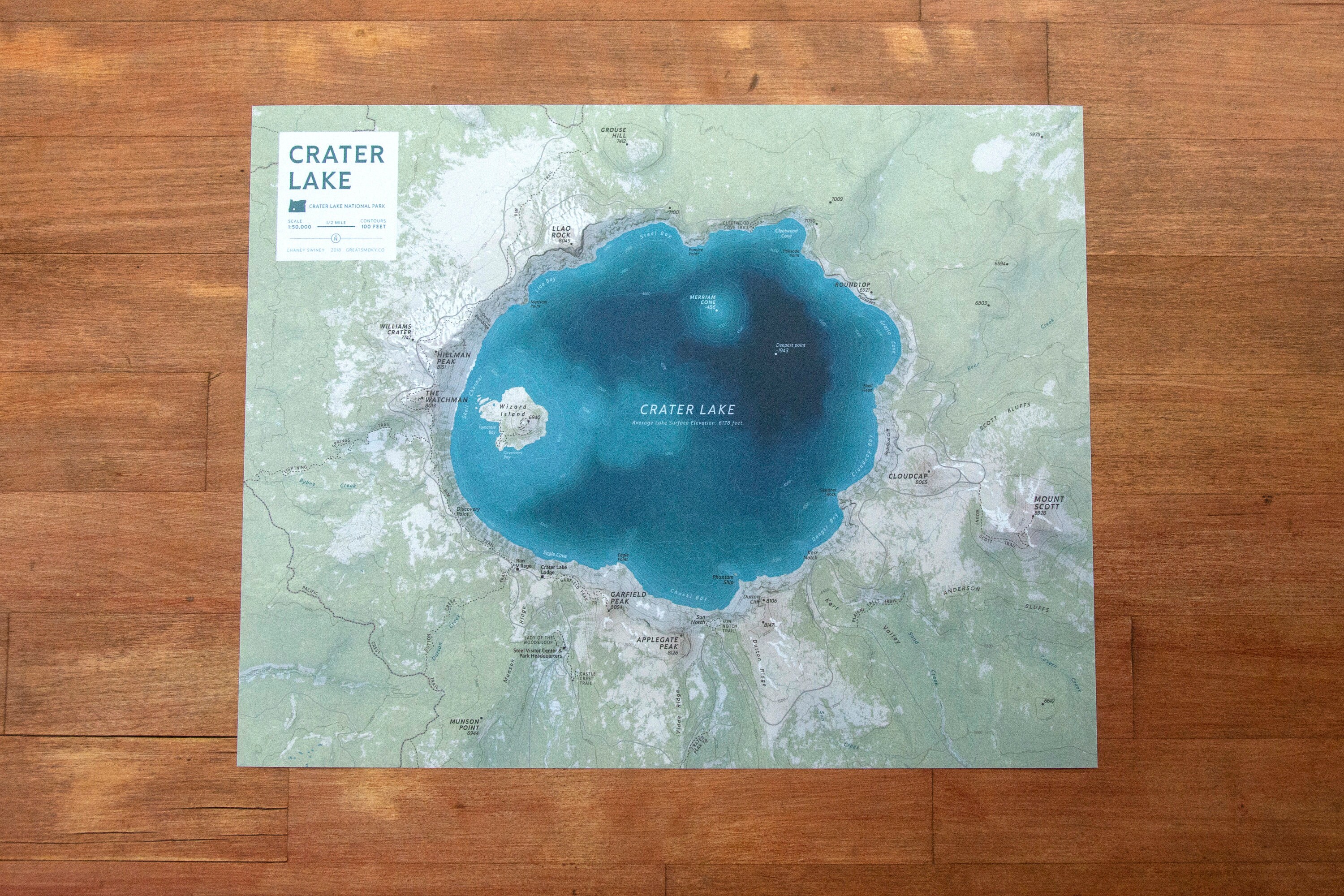 Crater Lake Topographic Map - Etsy