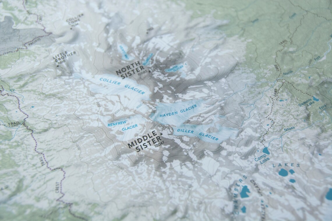 Three Sisters Topographic Map - Etsy