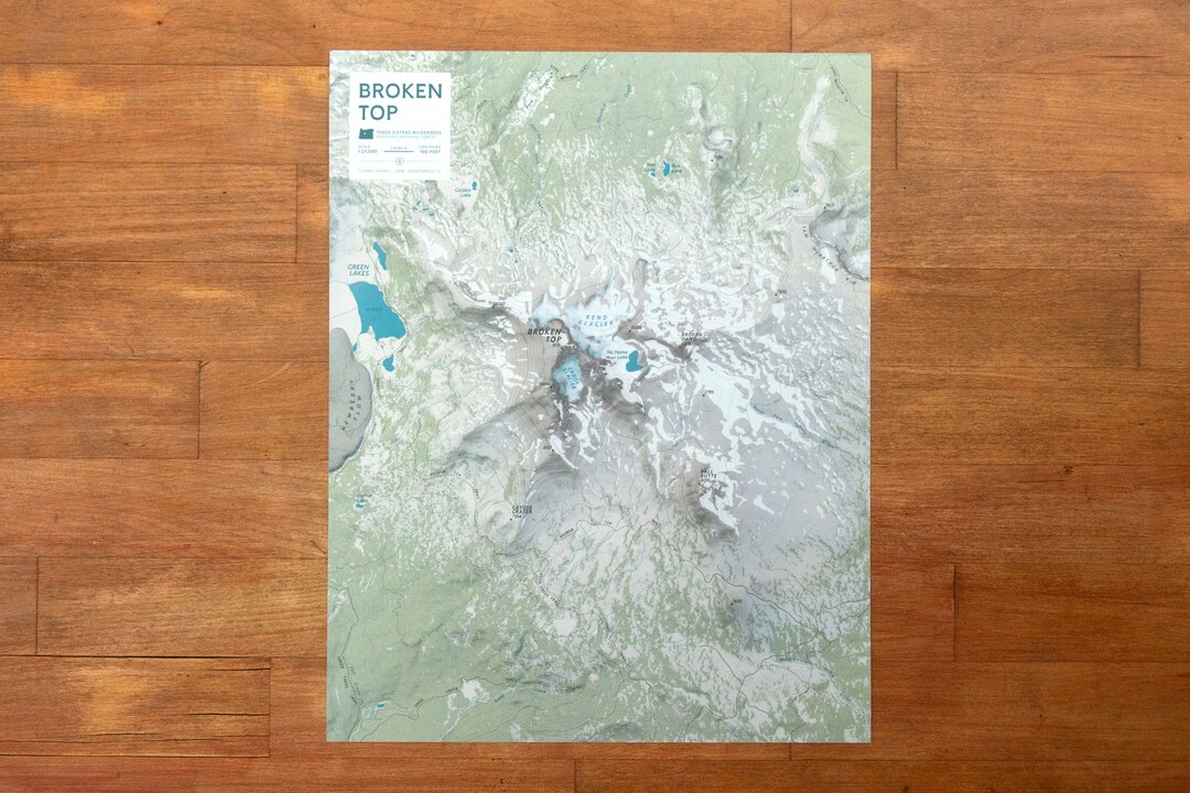 Broken Top Topographic Map - Etsy