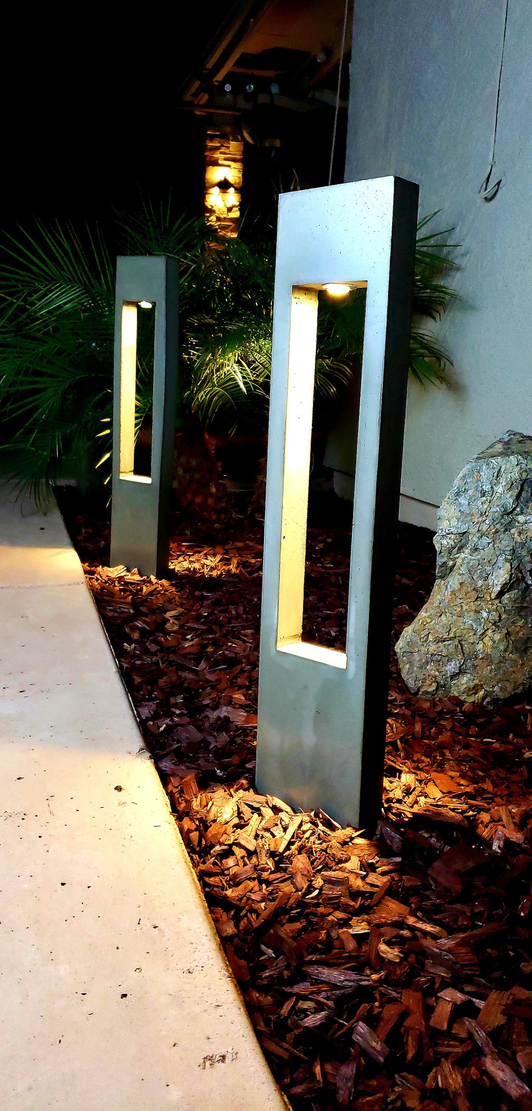 Landscape Concrete Light Bollard 12V LED Warm White - Etsy