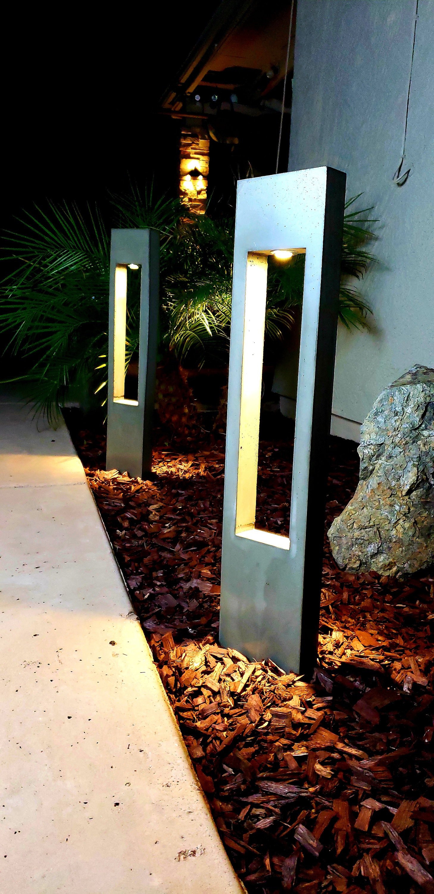 Landscape Concrete Light Bollard 12V LED Warm White - Etsy