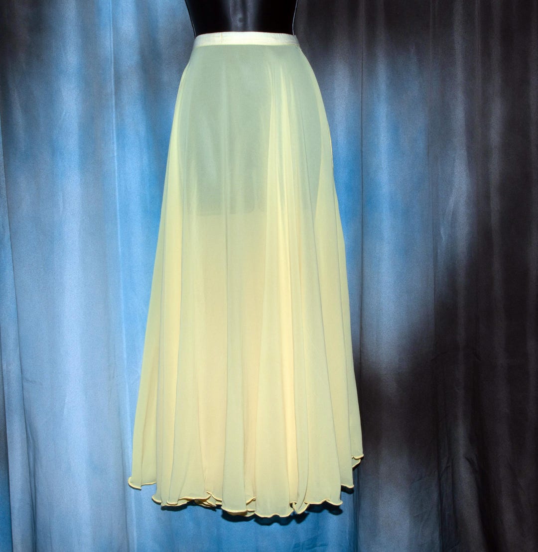 Yellow Cabaret Circular Long Maxi Sheer Belly Dance Skirt - Etsy