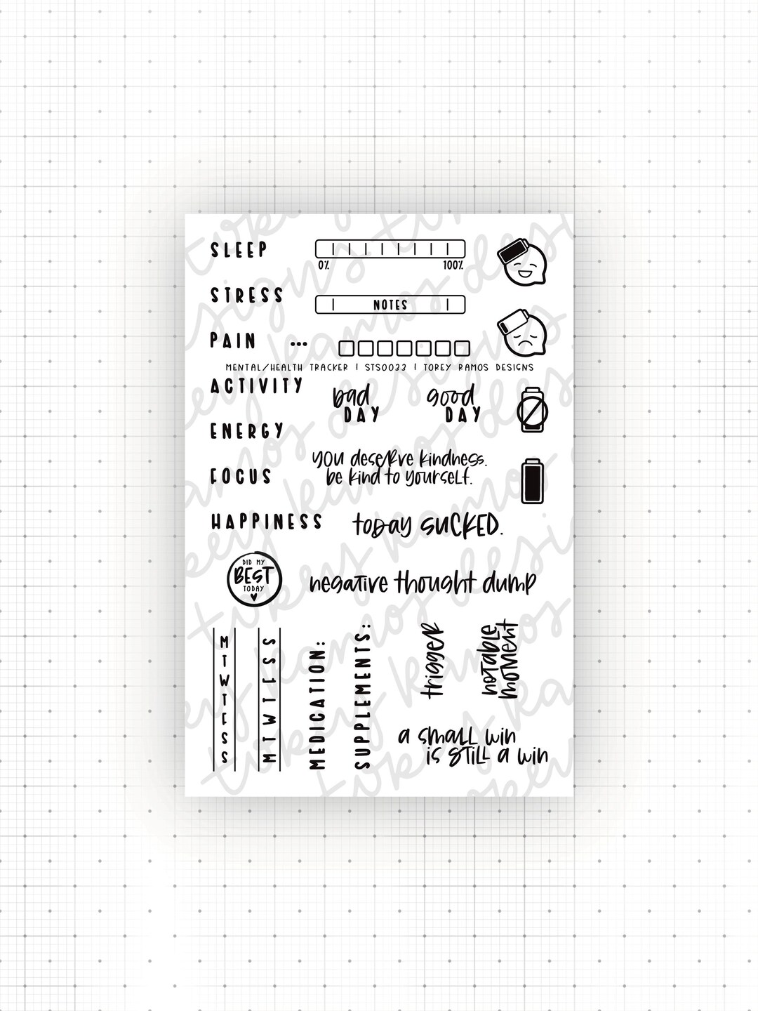 Mental/health Tracker 4x6 Stamp Set // Photopolymer Stamps | Health ...