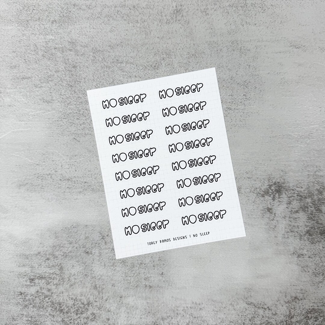 No Sleep Stickers | Health Stickers | Journal Stickers | Daily Journal ...