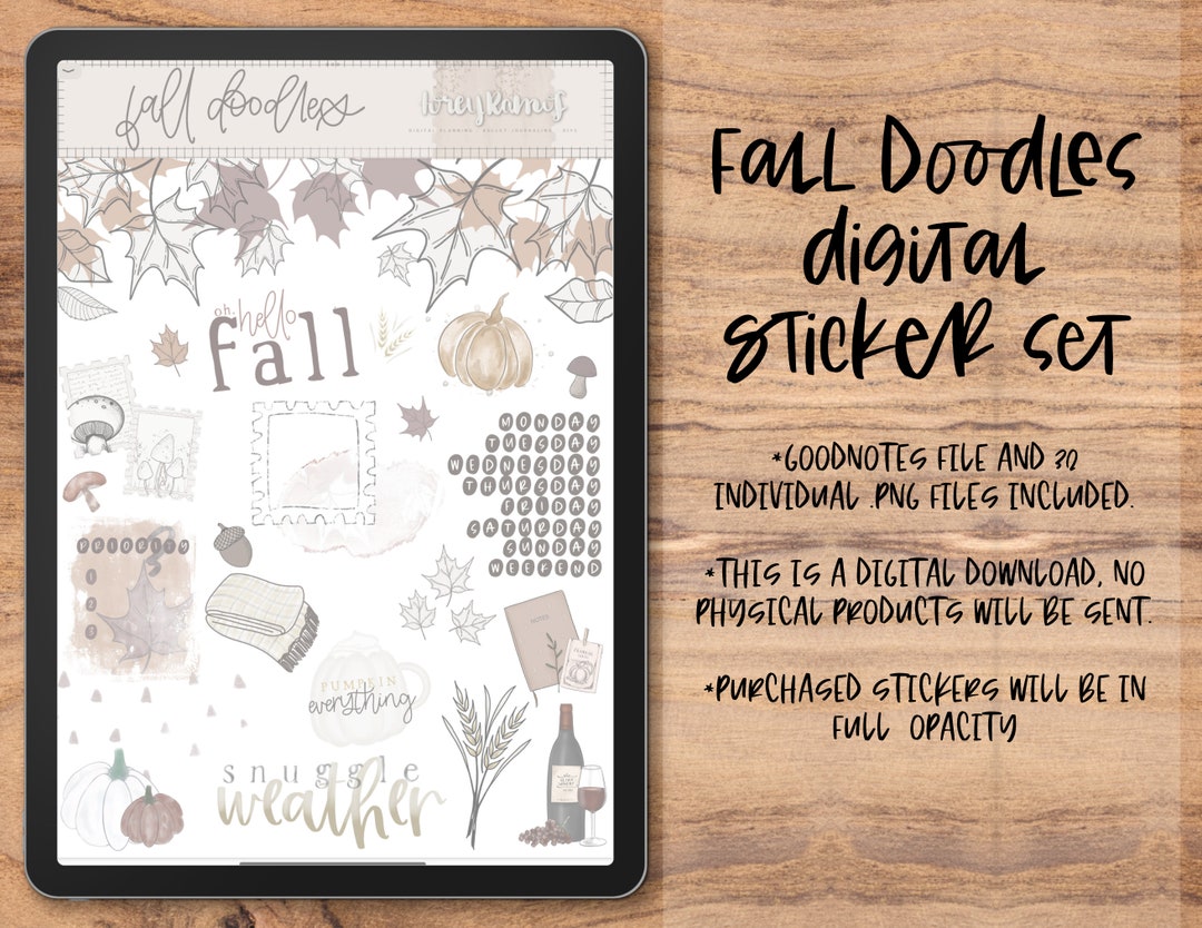 Fall Doodles Digital Stickers, Fall Digital Stickers, Hand Drawn ...