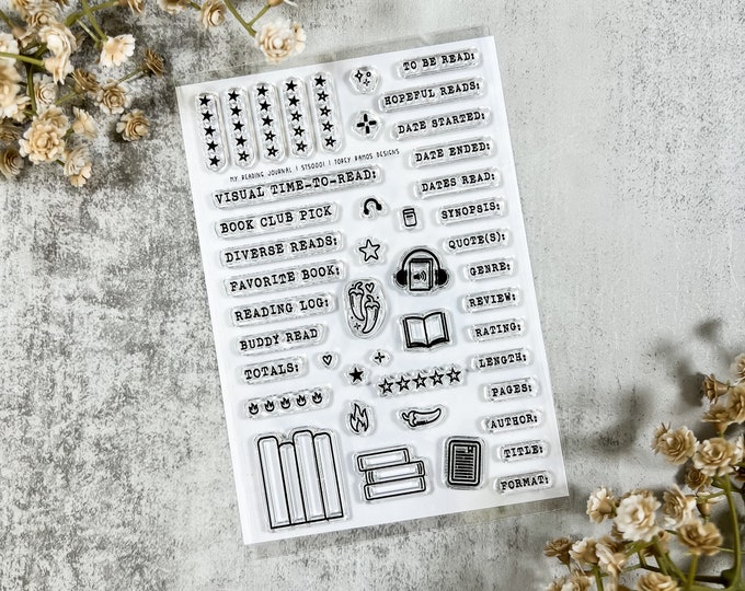 My Reading Journal 4x6 Stamp Set // Photopolymer Stamps | Reading ...