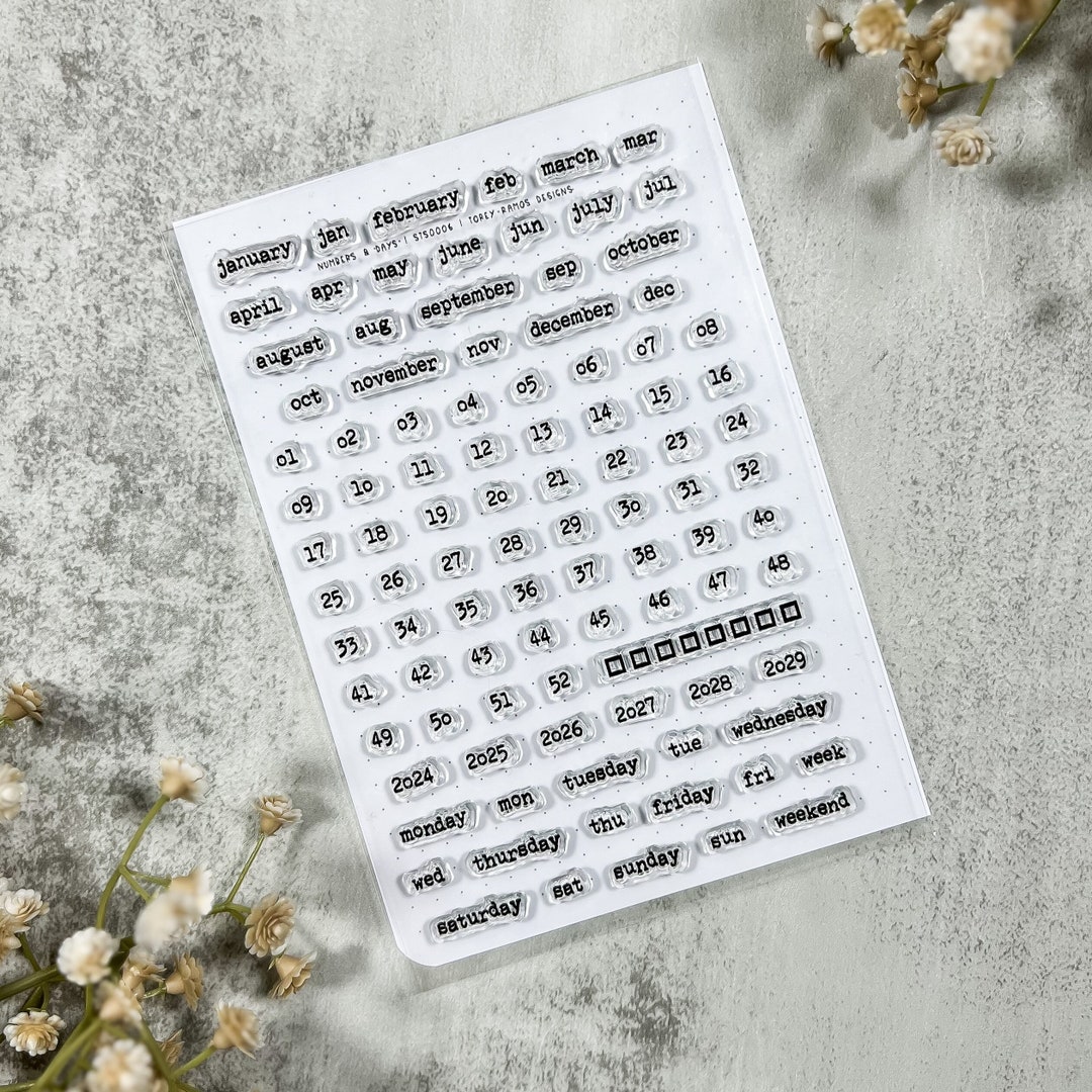 Numbers & Days 4x6 Stamp Set // Photopolymer Stamps | Panner Stamps ...