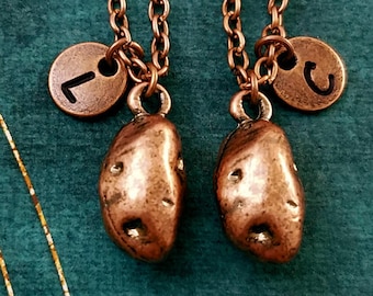 Potato Necklace SET of 2 SMALL Sweet Potato Charm Necklaces Copper ...
