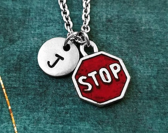 Stop Sign Necklace SMALL Red Stop Sign Charm Street Sign Driving ...
