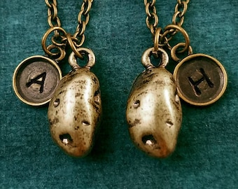 Potato Necklace SET of 2 SMALL Russet Potato Charm Necklaces Bronze ...