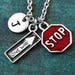 Stop Sign Necklace One Way Necklace Red Street Sign Necklace - Etsy