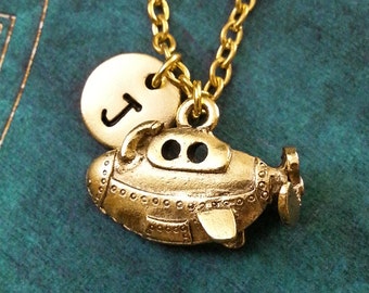 Submarine Necklace SMALL Submarine Jewelry Gold Submarine Charm ...