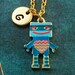 Blue Robot Necklace Cute Little Robot Charm Necklace Robot Jewelry ...