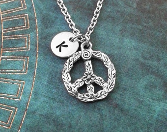 Peace Sign Necklace SMALL Peace Sign Jewelry Personalized | Etsy