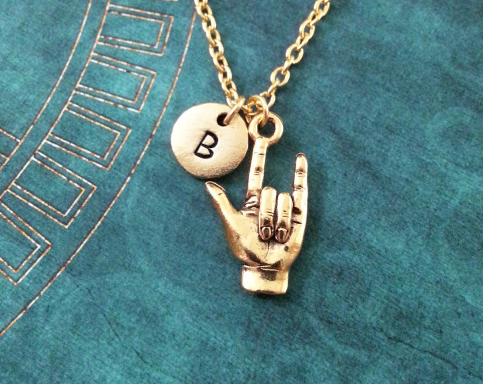 I Love You Necklace Gold Sign Language Necklace I Love You - Etsy