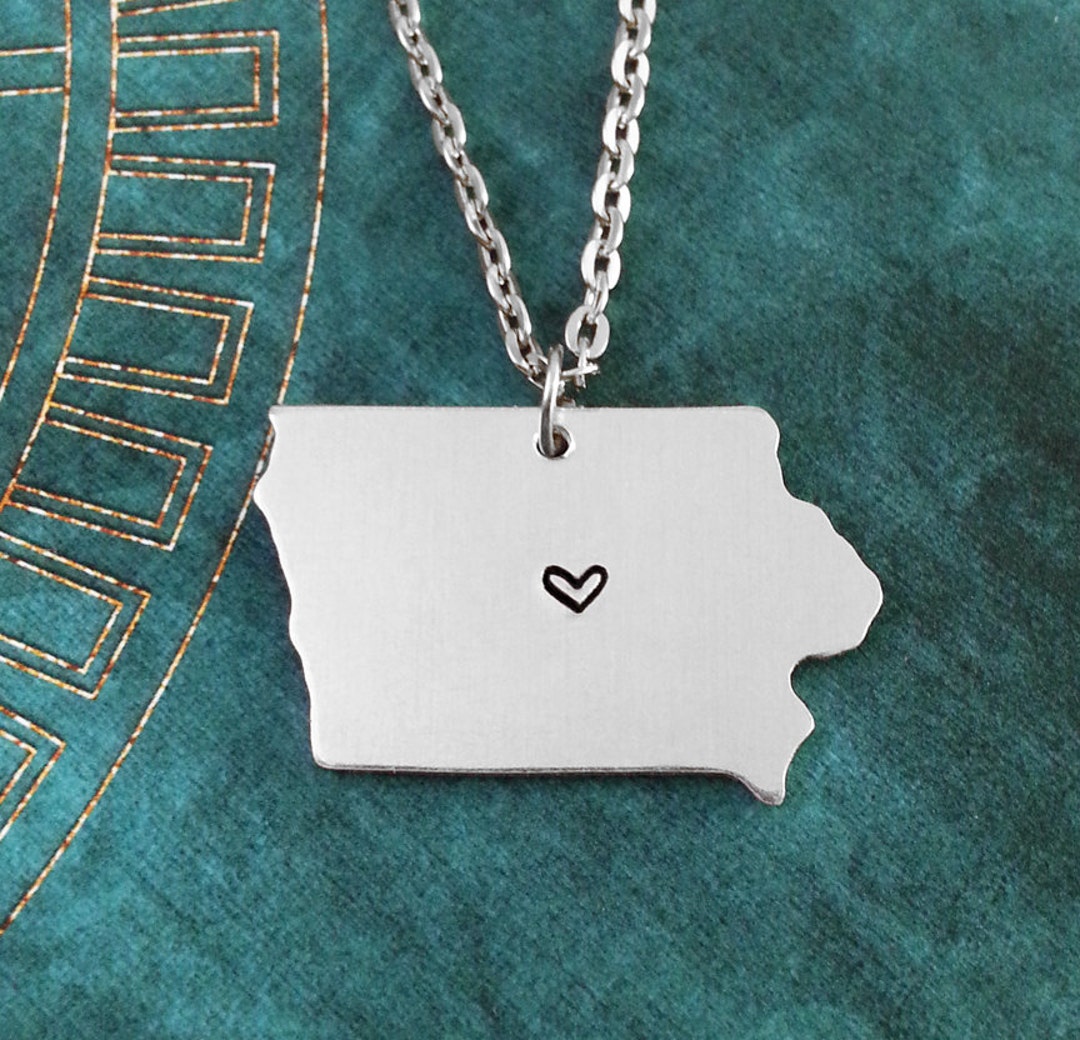 Iowa Necklace, Iowa Keychain Personalized Jewelry, Hand Stamped ...