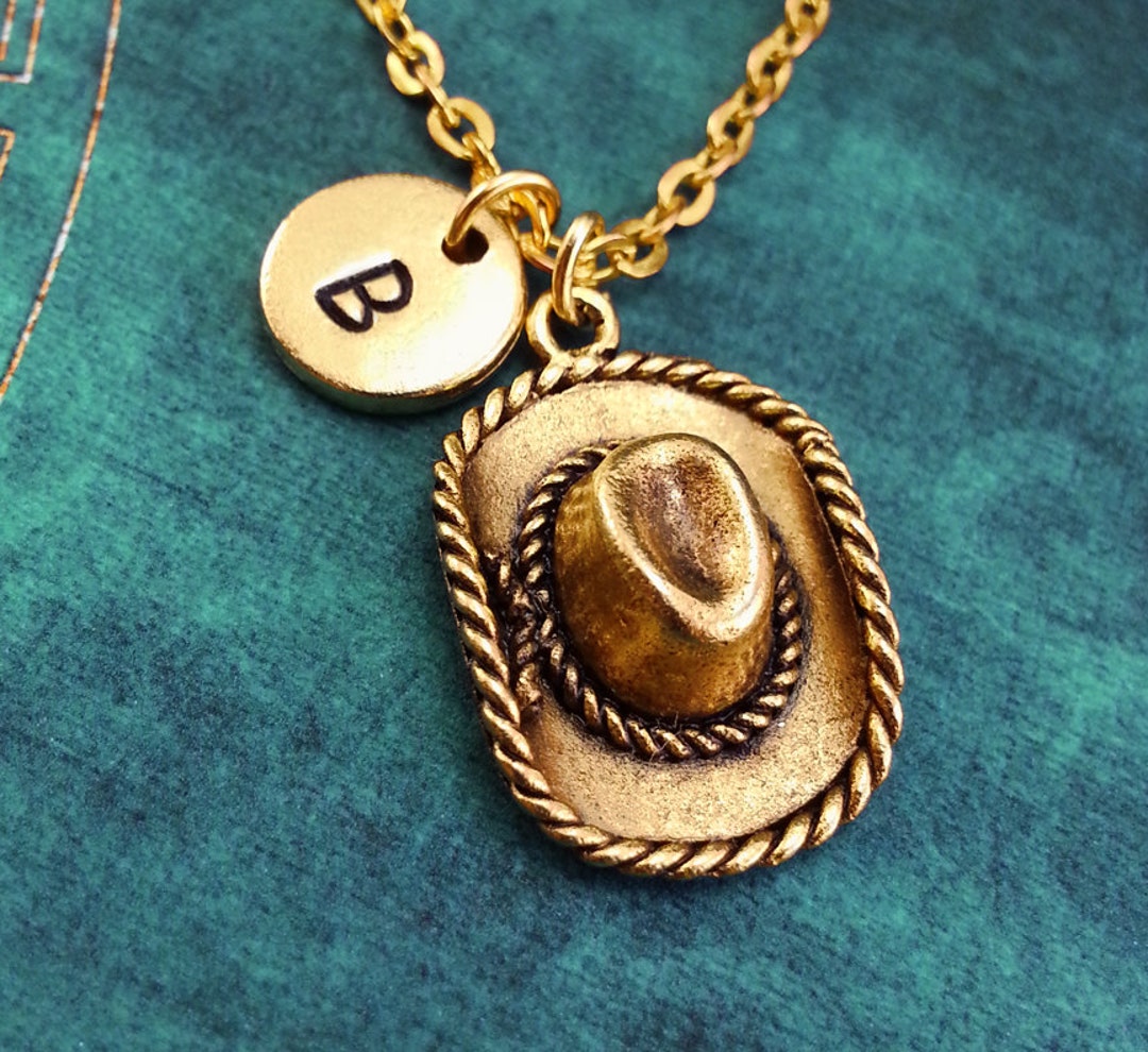Cowboy Hat Necklace, Gold Cowboy Hat, Personalized Necklace, Pendant ...