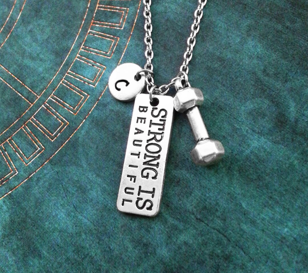 Strong is Beautiful Necklace Silver Dumbbell Necklace Weight Loss ...