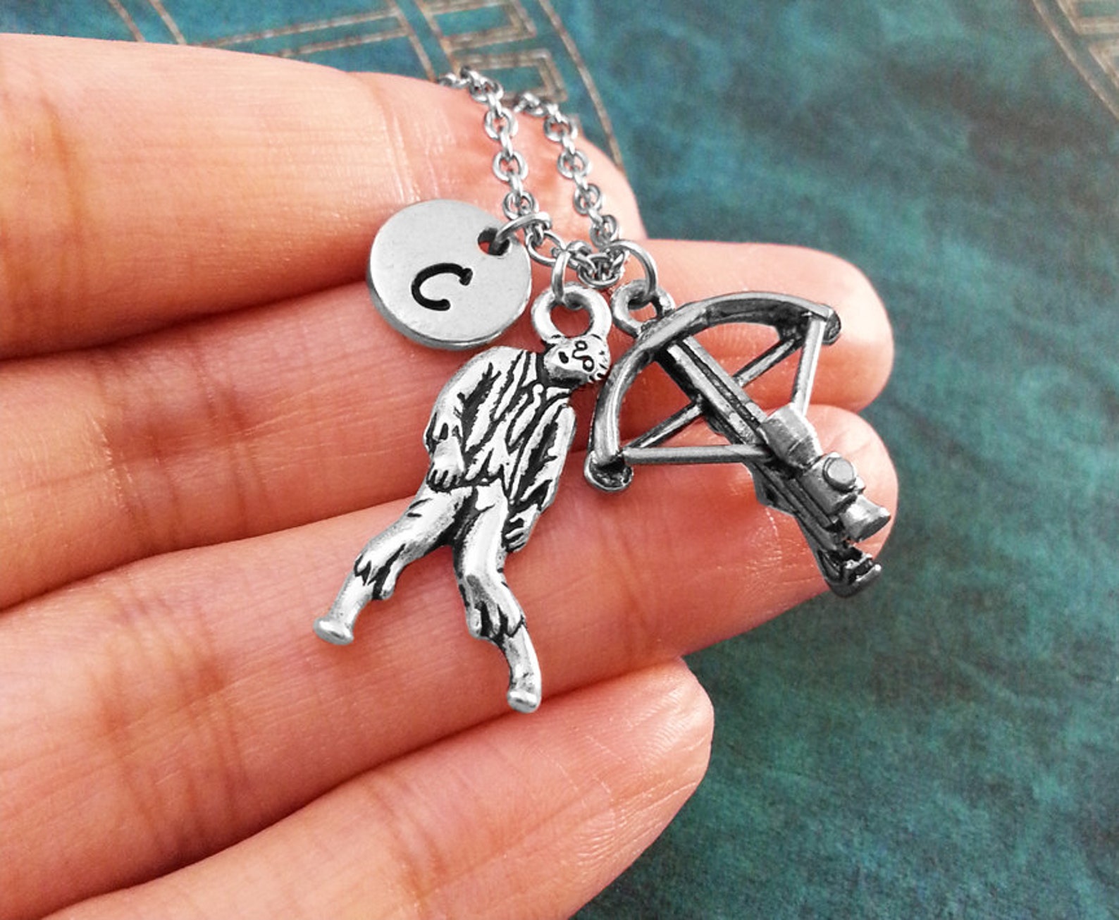 Zombie Necklace Zombie Jewelry Bow Necklace Crossbow Necklace Silver ...