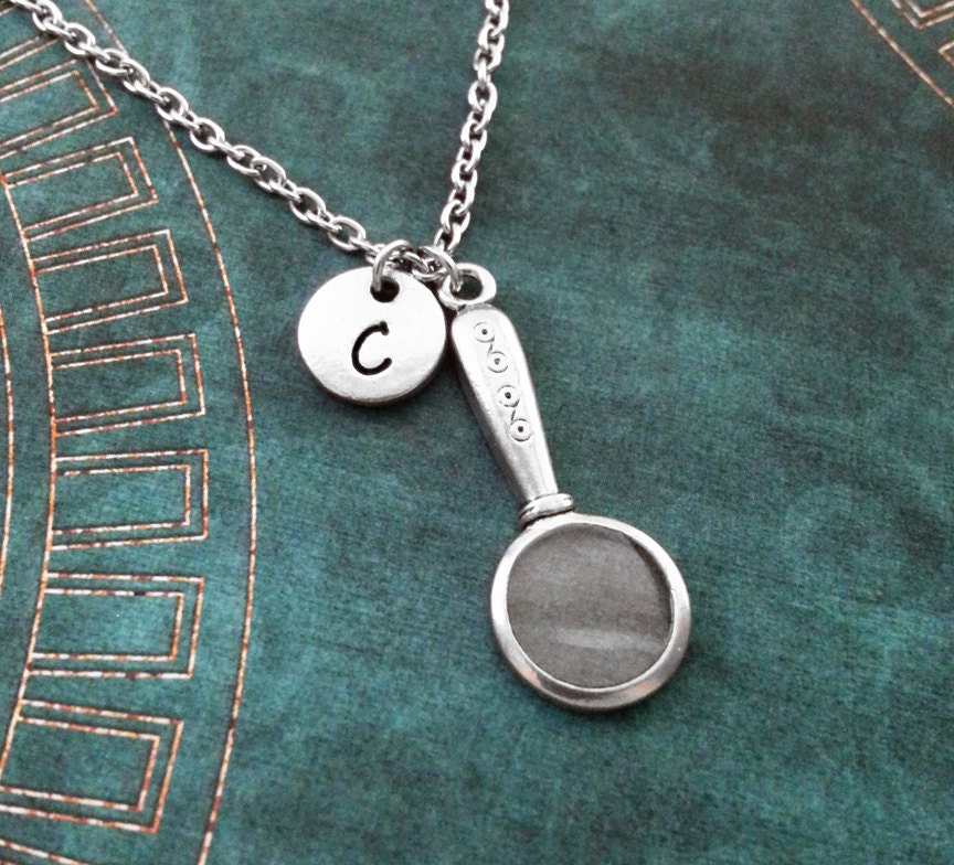 Magnifying Glass Necklace, SMALL Detective Necklace, Silver Pendant ...